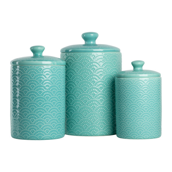 Highland Dunes Embossed 3 Piece Kitchen Canister Set & Reviews | Wayfair Highland Dunes Embossed 3 Piece Kitchen Canister Set & Reviews | Wayfair